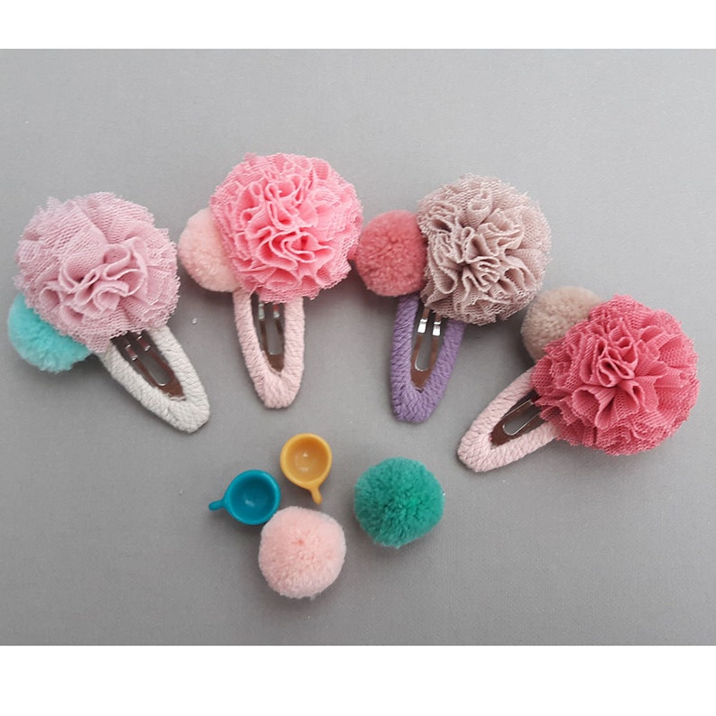 Choose Any 2 Handmade Tulle Pom Pom Hair Clippom Pom Hair - Etsy