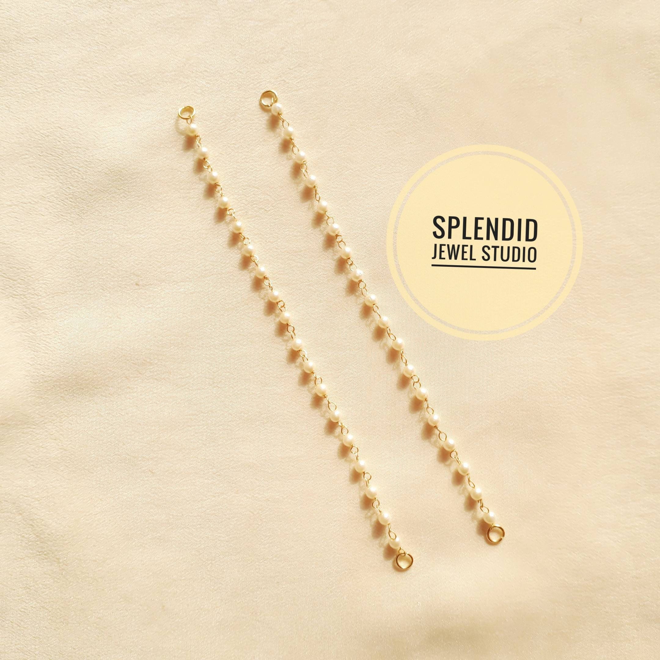 Pearl Kaan Chain Pearl Saharey, Light Golden Pearl Chain Ear Supporters ...