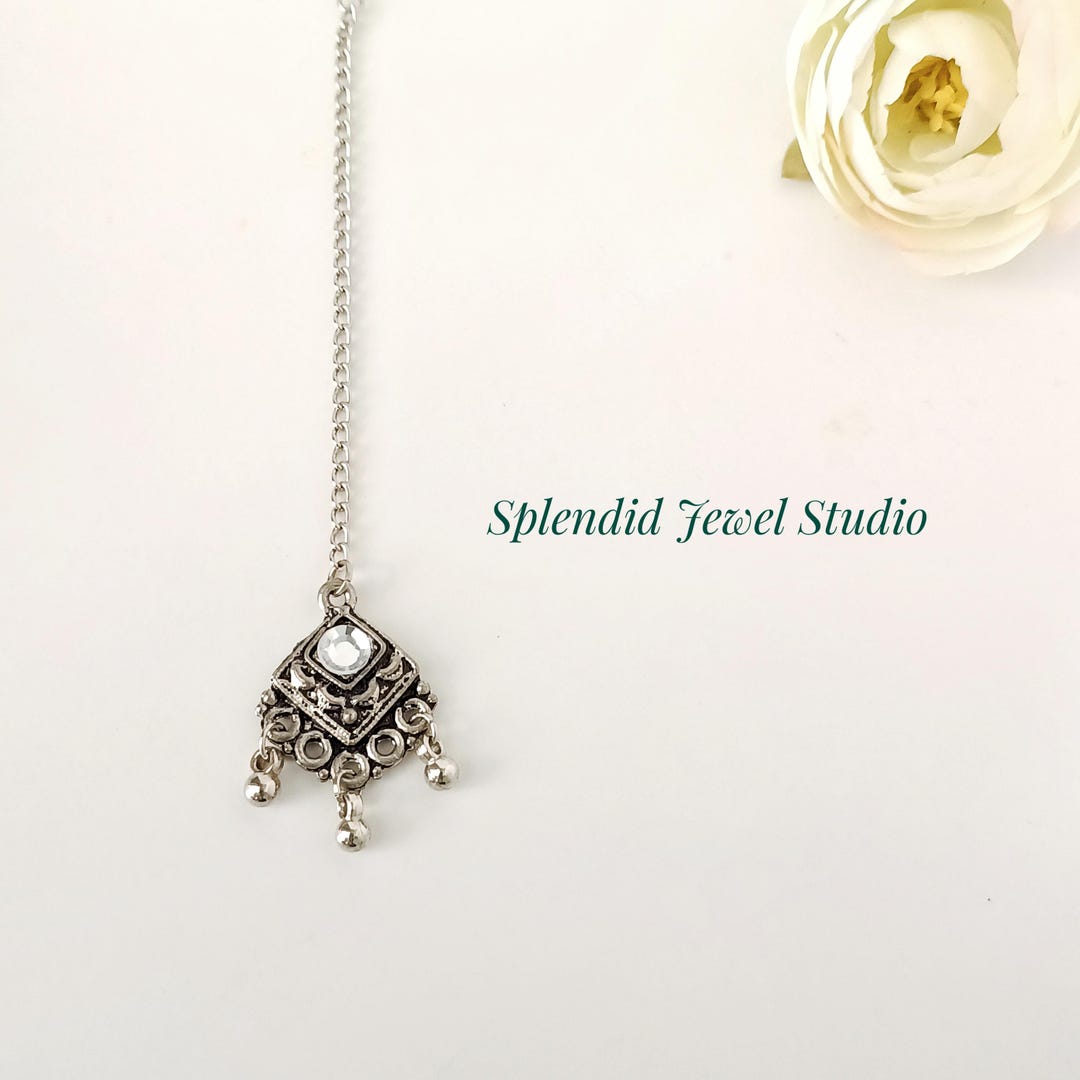 Silver Maang Tikka, Small Tikka, Indian Jewelry, Oxidised Silver Tikka ...