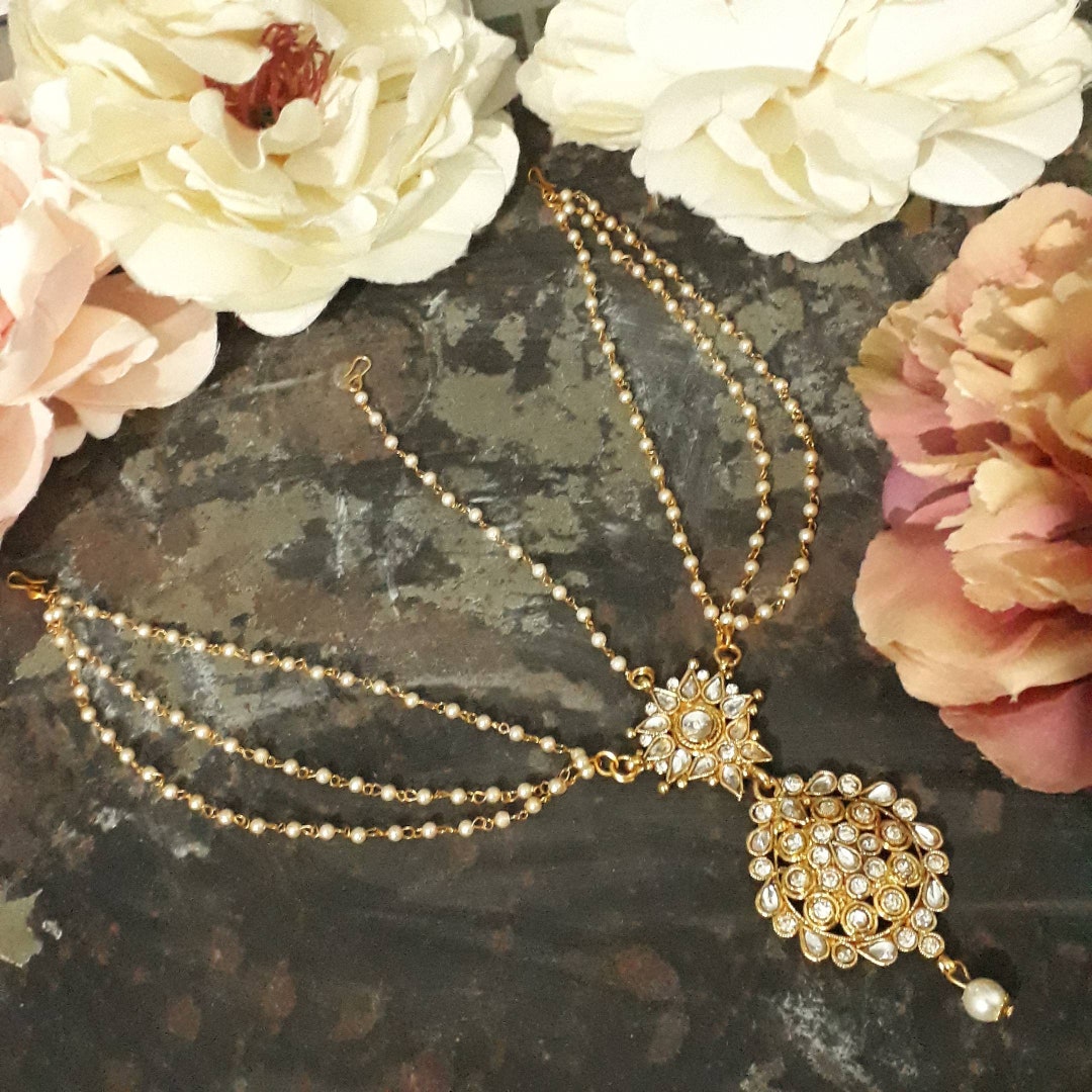 Golden Mathapatti Indian Wedding Jewelry Maathapatti - Etsy