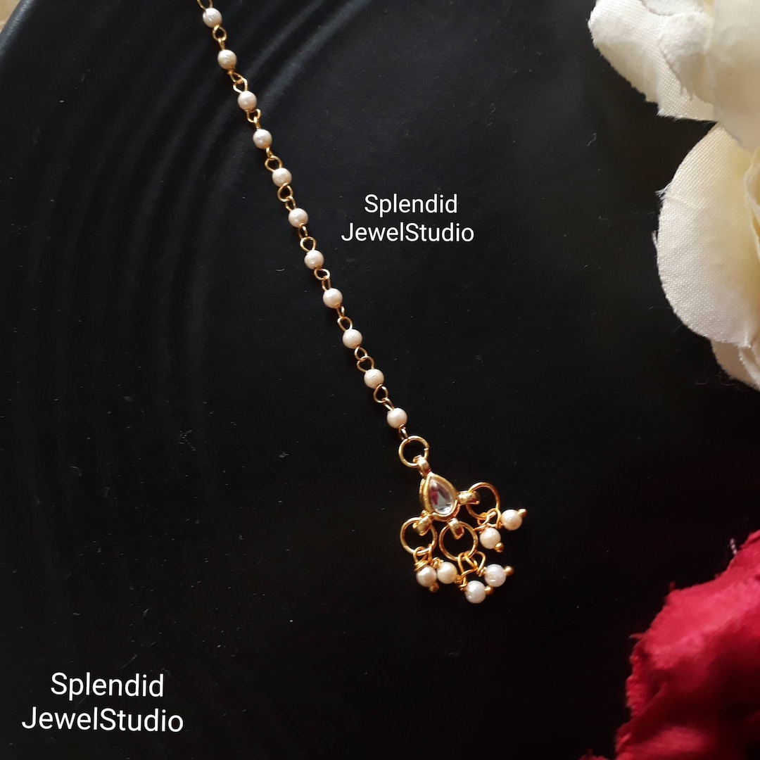 Elegant Maang Tikka, Maangtika, Pearl Maang Tika, Kundan Mang Tikka ...