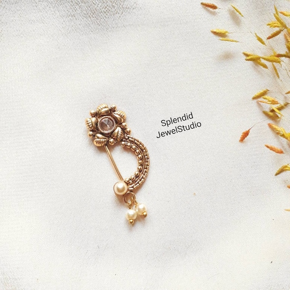 Buy Floral Nath CLIPON Nosering Golden Nose Ring Nathini Maharashtrian Bridal Nath Marathi Nath Indian Nosepin NO PIERCE Indian Nosering Online in India Etsy