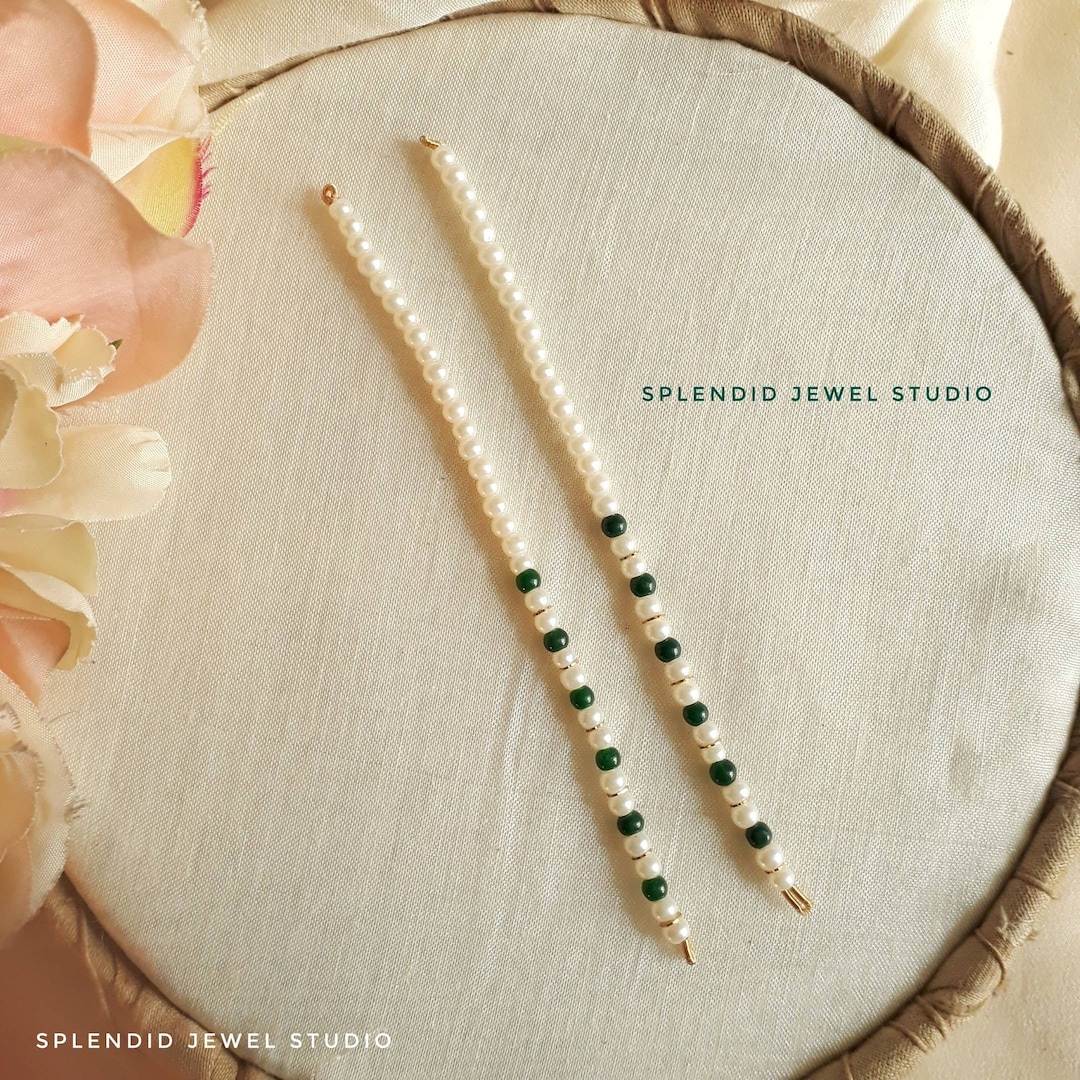 Green Kaan Chain, Pearl Kaan Chain in Green Color, Sahare, Ear Chain ...