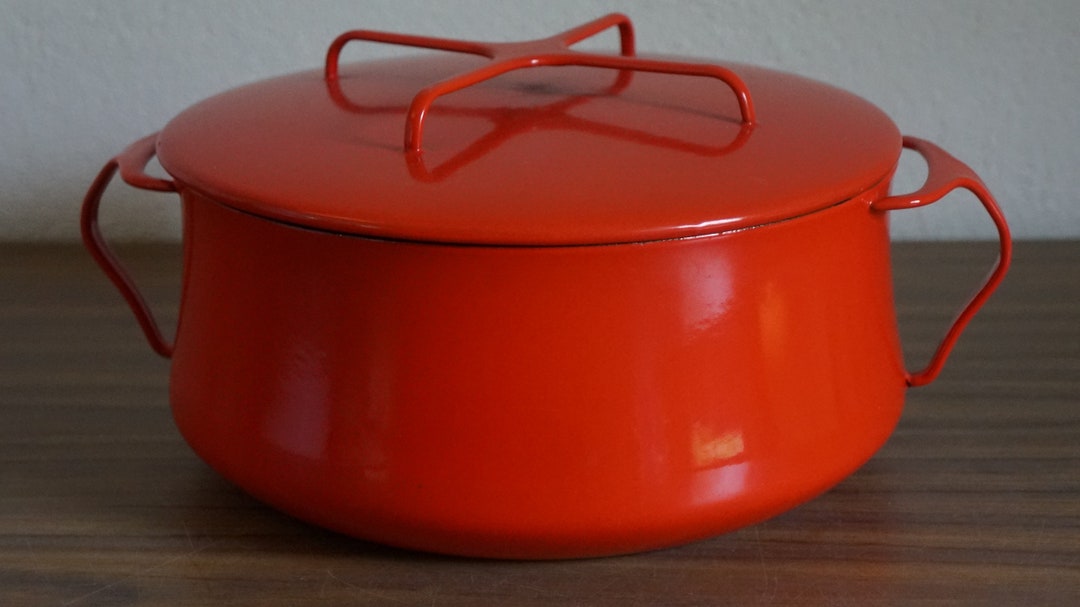 Vintage Jens Quistgaard for Dansk Enamelware Pot, Red Enamel Cooking ...