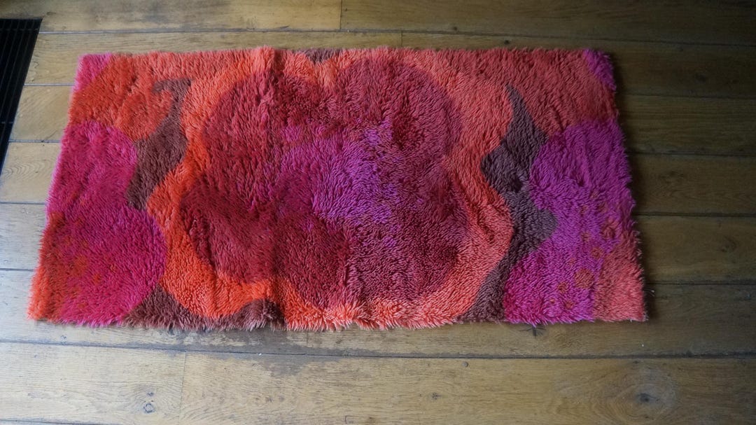 Spage Age Vintage Retro 60s Purple Orange Rugs Carpet Bedroom Rug. - Etsy