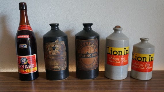 Old Antique Ink Bottles Fountain Pens Ink Stone Ink Bottles | Etsy