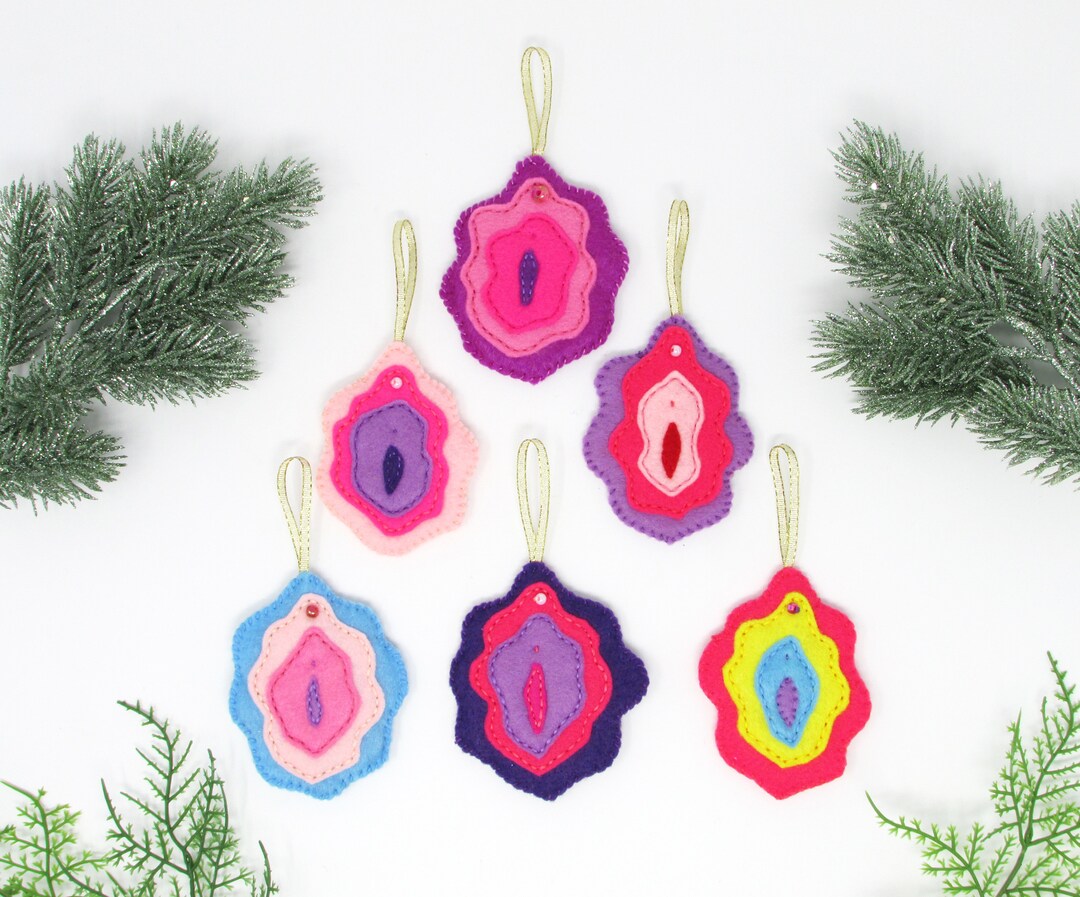 Wavy Vulva Holiday Ornaments Hand Sewn Yoni Ornament Feminist Lgbtq