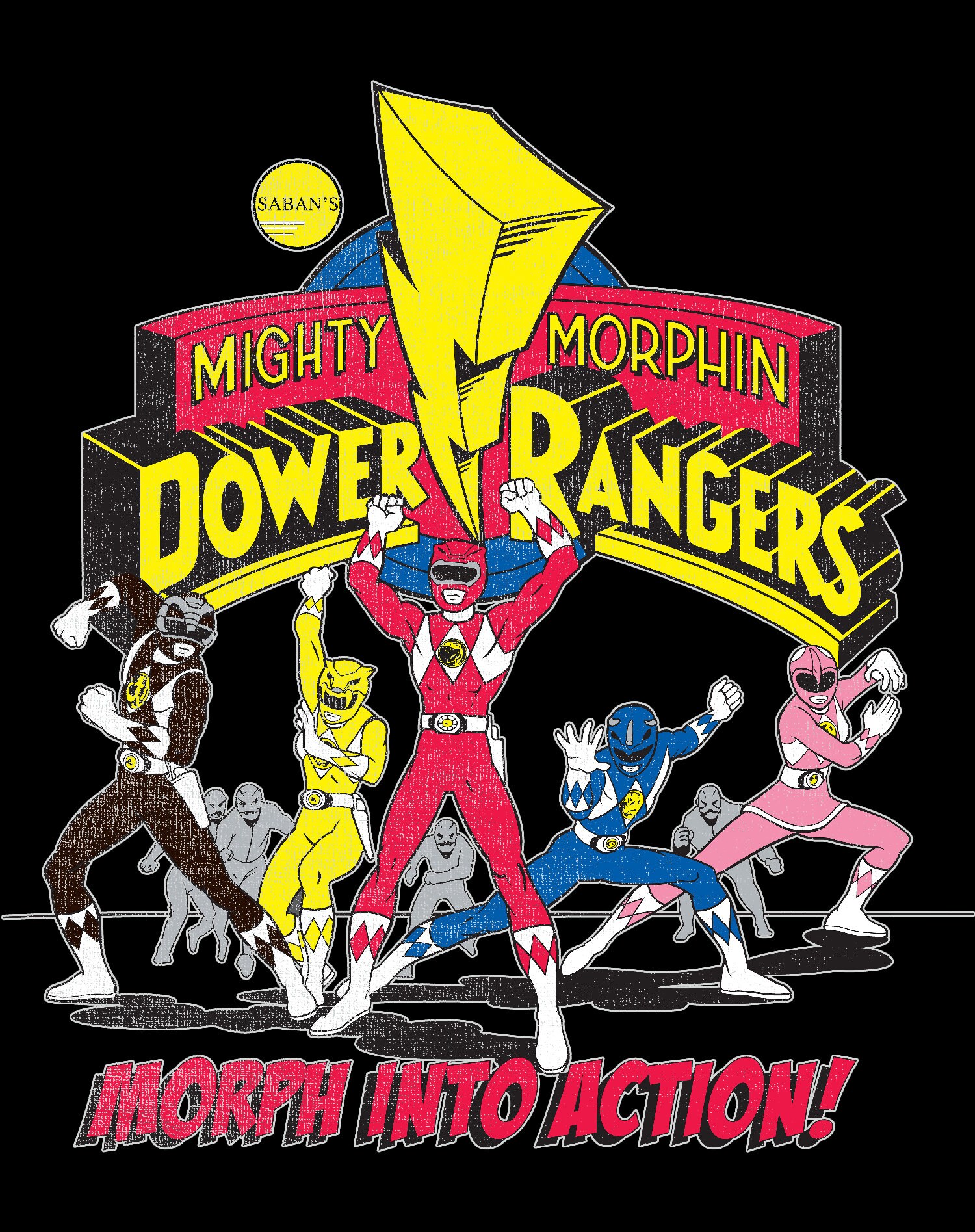 Power Rangers Logo Morph Into Action Official Women's SKINNY FIT T ...