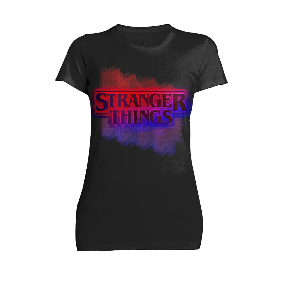 Stranger Things Logo Graffiti Stencil Women's SKINNY FIT T-shirt black ...