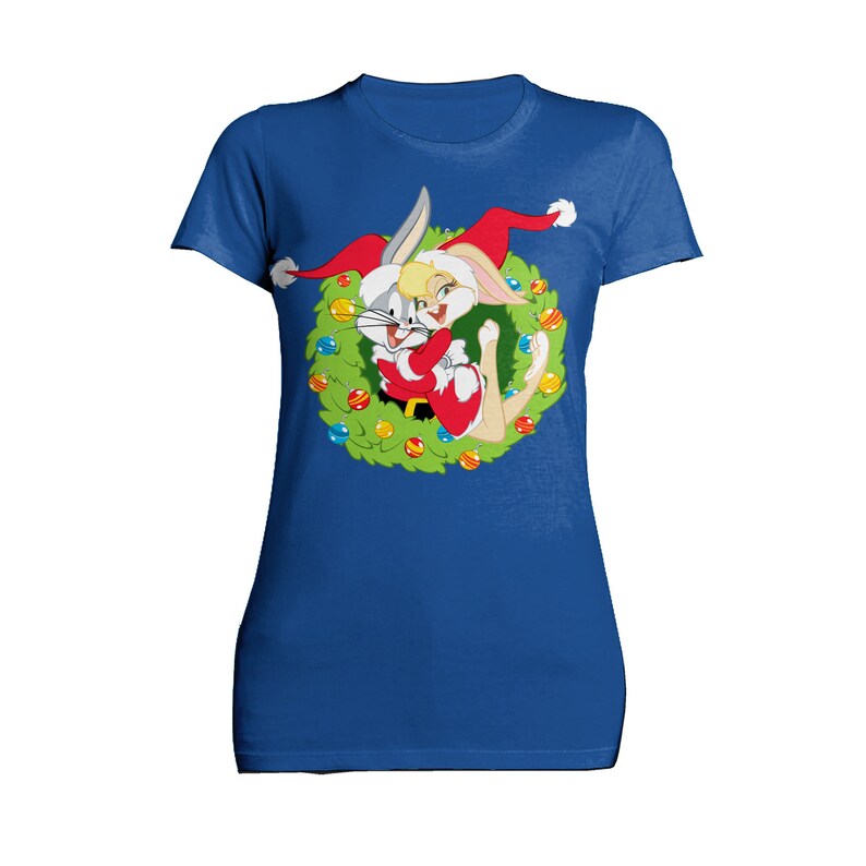 Looney Tunes Bugs Lola Bunny Xmas Santa Official Women's SKINNY FIT T ...