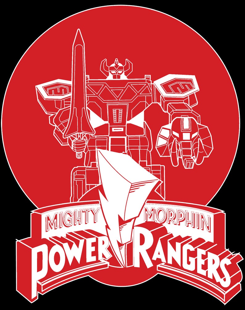 Power Rangers Logo Megazord Circle Official Men's T-shirt black / Blue ...