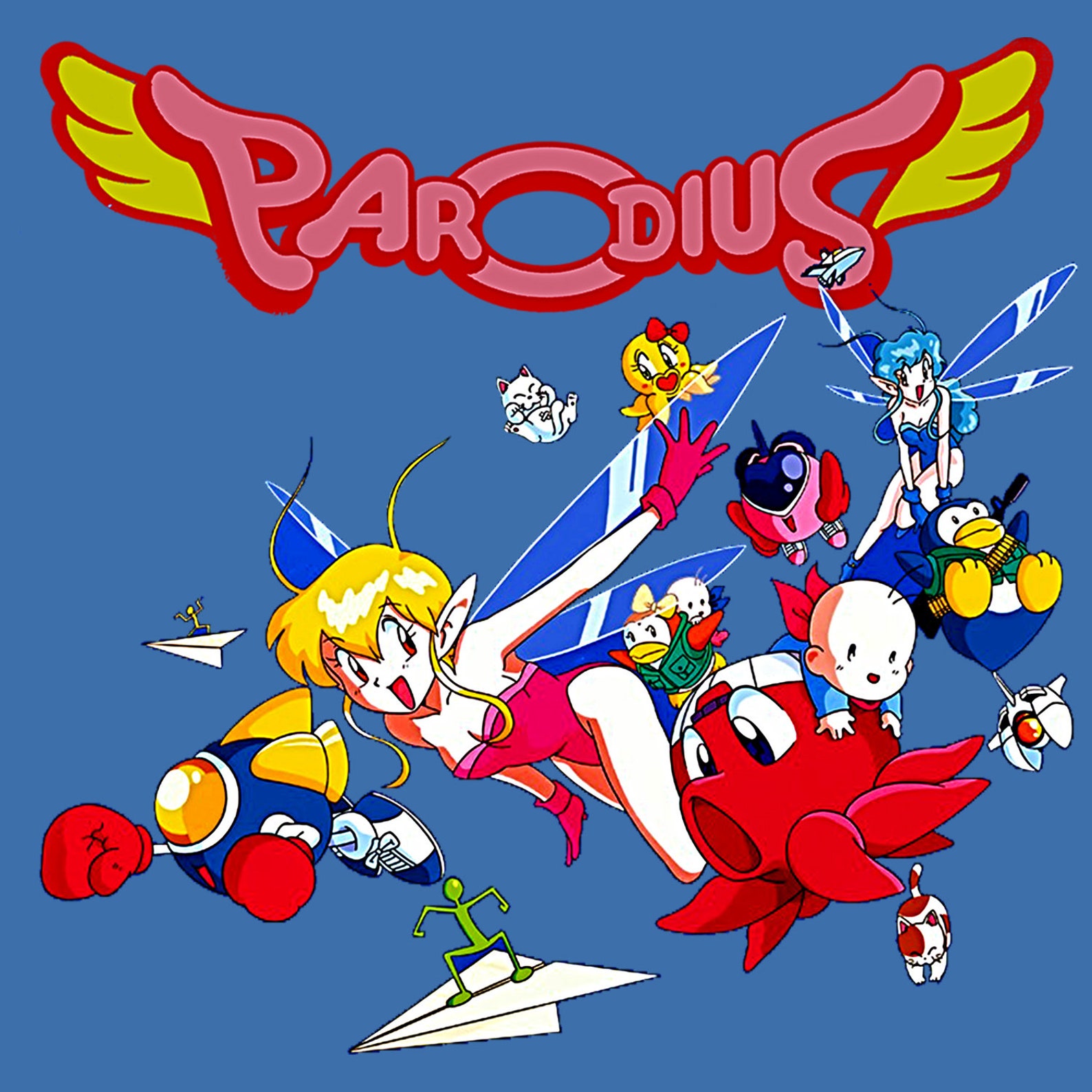 Konami Parodius Box Art Official Men's T-shirt royal | Etsy