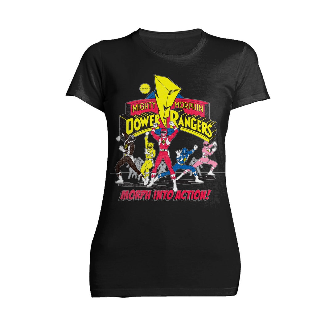 Power Rangers Logo Morph Into Action Official Women's SKINNY FIT T ...
