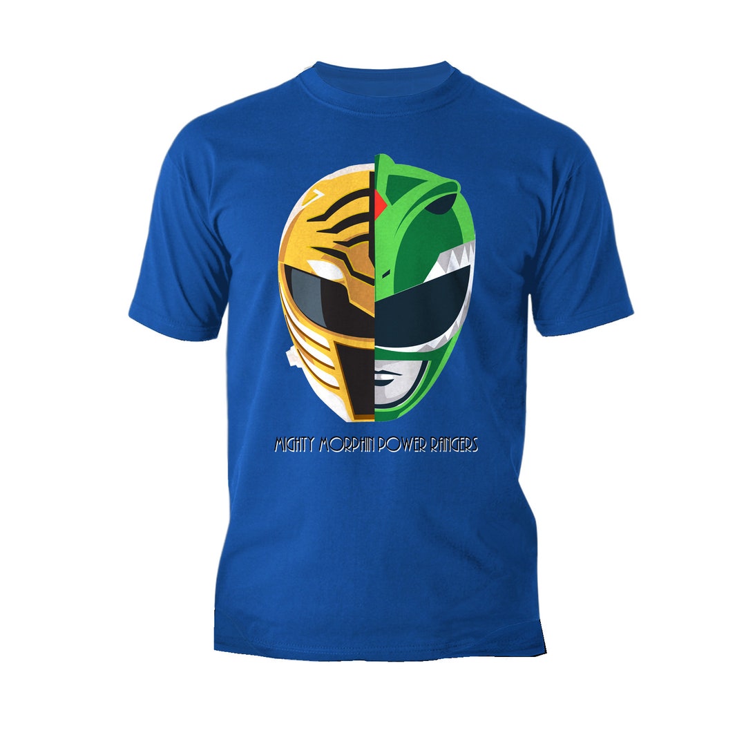 Power Rangers White Green Ranger Face off Official Men's T-shirt MMPR ...