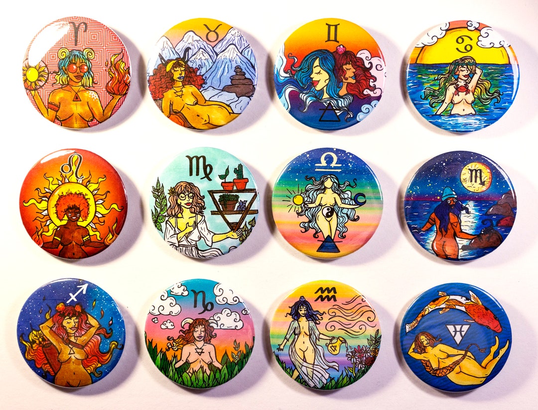 Zodiac Sign Individual Buttons and Complete Button 12-pack - Etsy