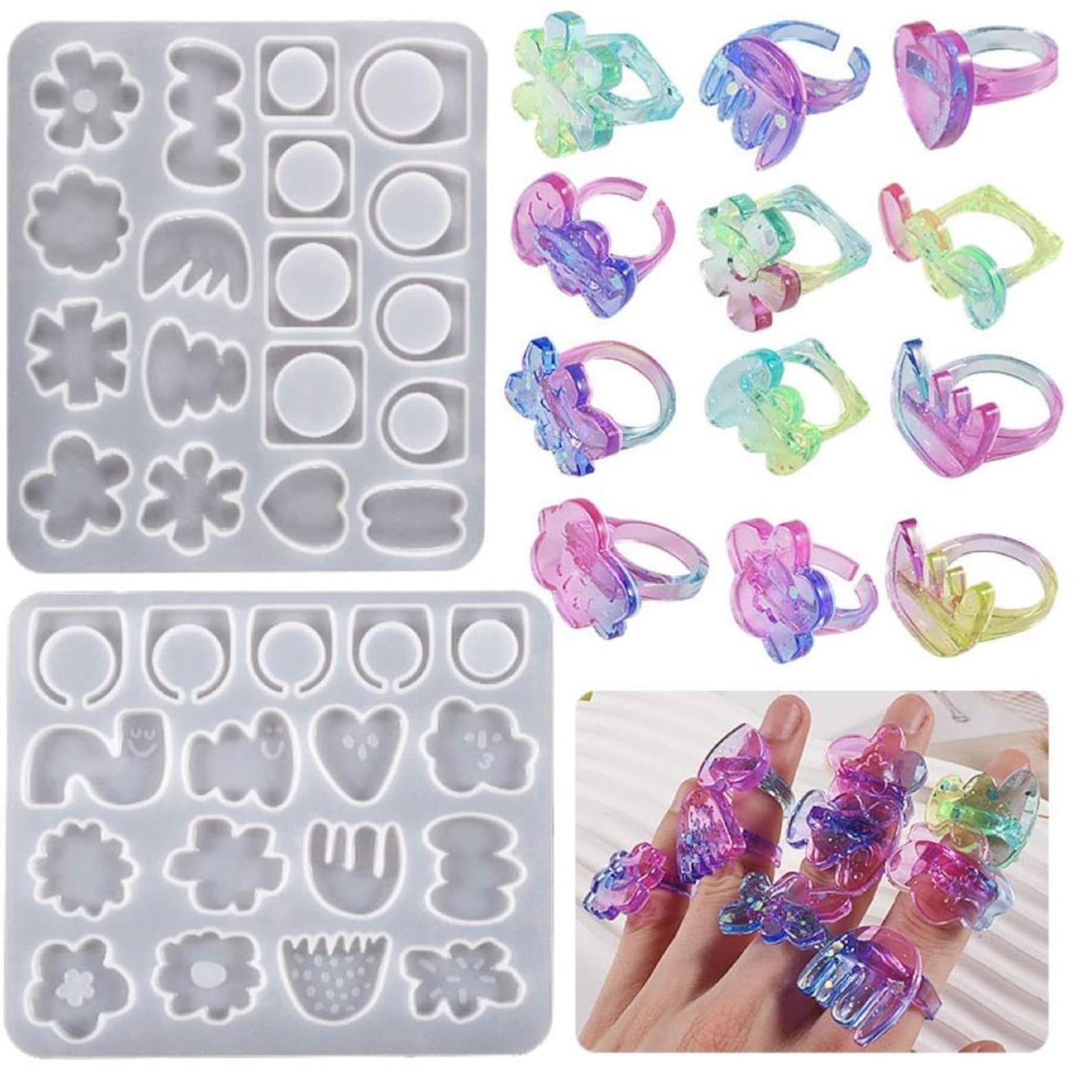 Multiple Flower Ring Band Silicone Mold, Resin Ring Molds Silicone- DIY ...
