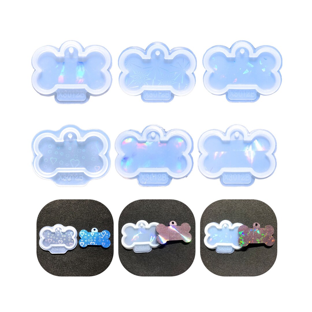 Shiny Holographic Dog Tag Keychain Pendant Silicone Resin Mold- HOLO ...