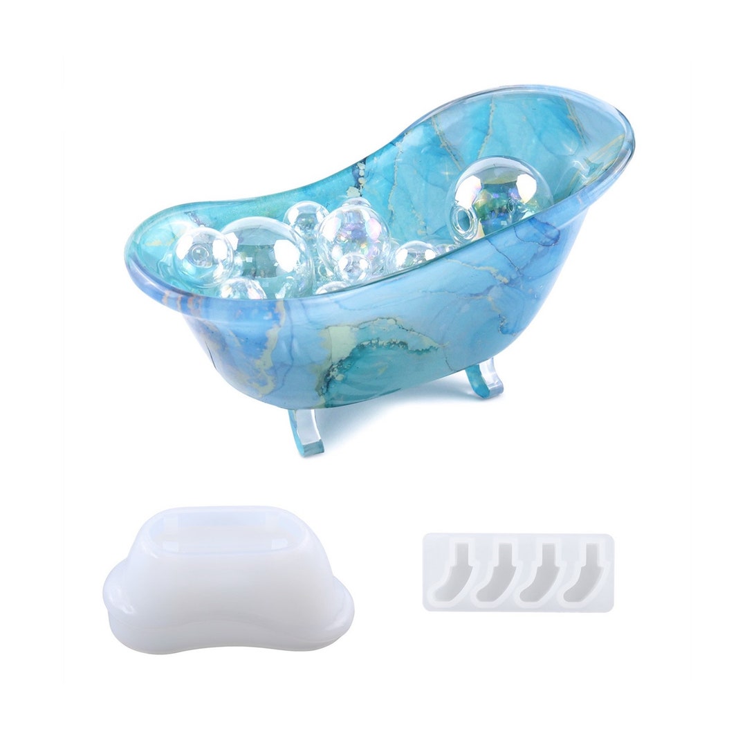 Shiny 2-part Bath Tub Shape Bar Soap Dish Jewelry Storage Box Trinket ...