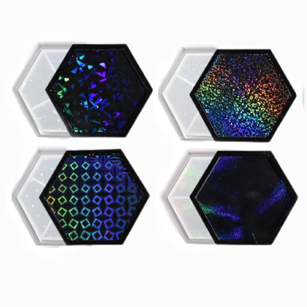 Shiny Hexagon Holographic Accessory Tray Silicone Resin Mold - Silicone ...