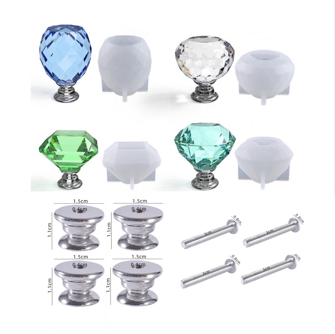 12 Pcs Crystal Cabinet Drawer Knobs Set 4xdrawer Knob Molds, 4xknobs ...
