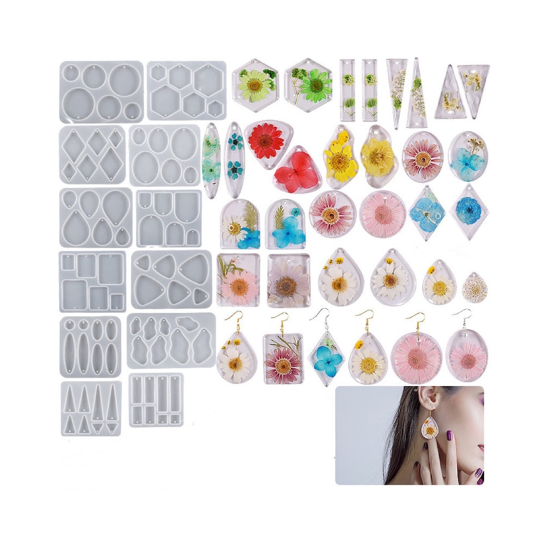 Shiny Geometry Jewelry Pendant Silicone Resin Mold 12 Styles Available ...