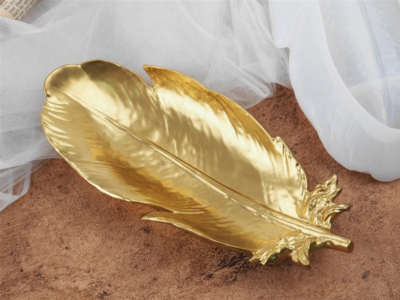 Large Shiny Feather Plate Tray Resin Mold - Resin, Resin Molds ...