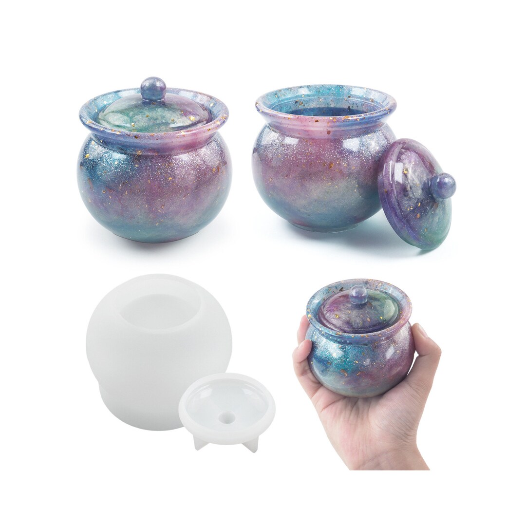 2 Part Jar Resin Molds Silicone With Lid DIY Storage Jar With Lid ...