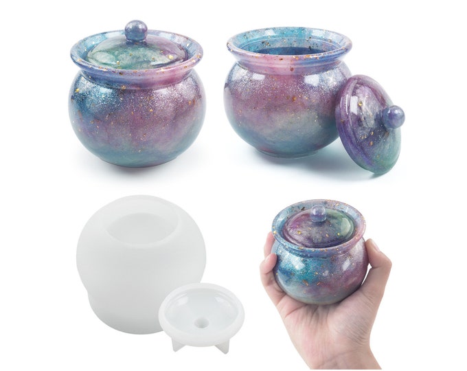 2 Part Jar Resin Molds Silicone With Lid DIY Storage Jar With Lid ...