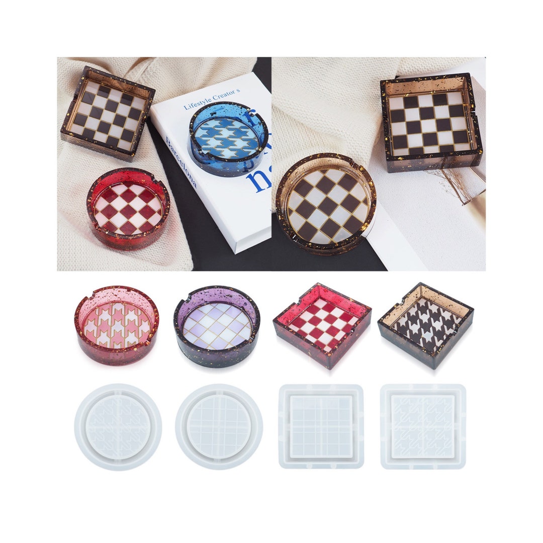 Shiny Checkered Grid / Swallow Grid Ashtray, Jewelry Tray DIY Silicone ...