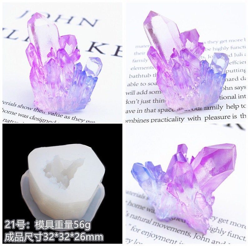 Shiny Geometric Crystal Geode Stone Resin Mold (9 Styles Available ...