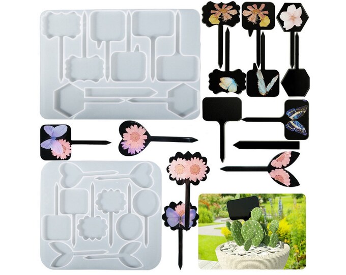 Shiny Garden Marker Plant Marker Plant Label Silicone Resin Mold (2 ...