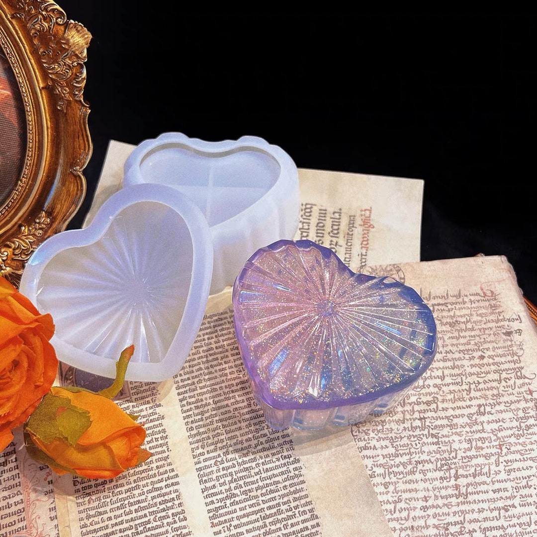 2-part 3D Heart Shape Jewelry Box Mold- Heart Storage Box Mold, Heart ...