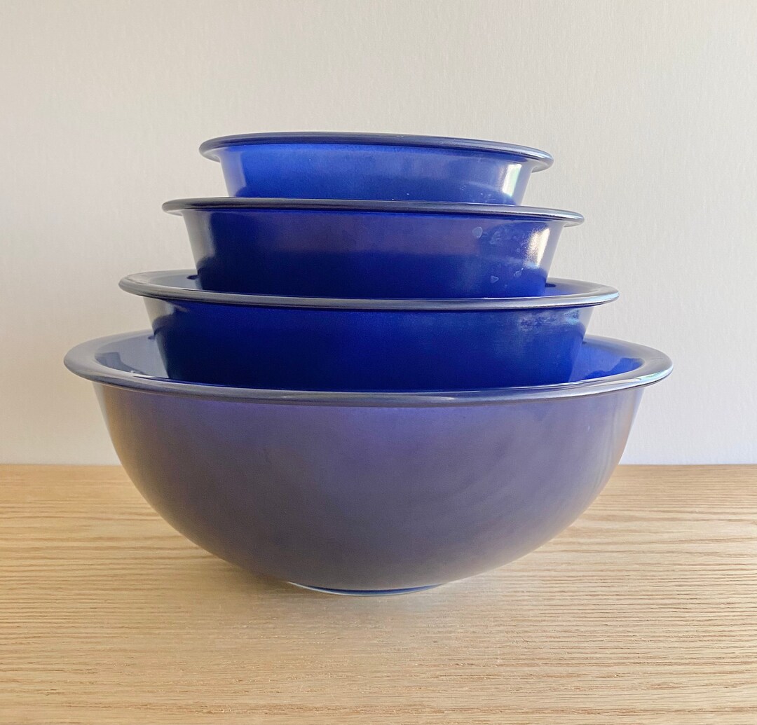 Pyrex Blue Clear Bottom Mixing Bowl Set of 4 Nesting Bowls 1980s - Etsy