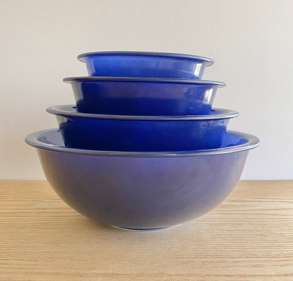 Pyrex Blue Clear Bottom Mixing Bowl Set of 4 Nesting Bowls | Etsy