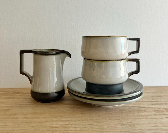Bing & Grondahl Denmark Tema Pattern Stoneware Creamer and 2 Cups and ...