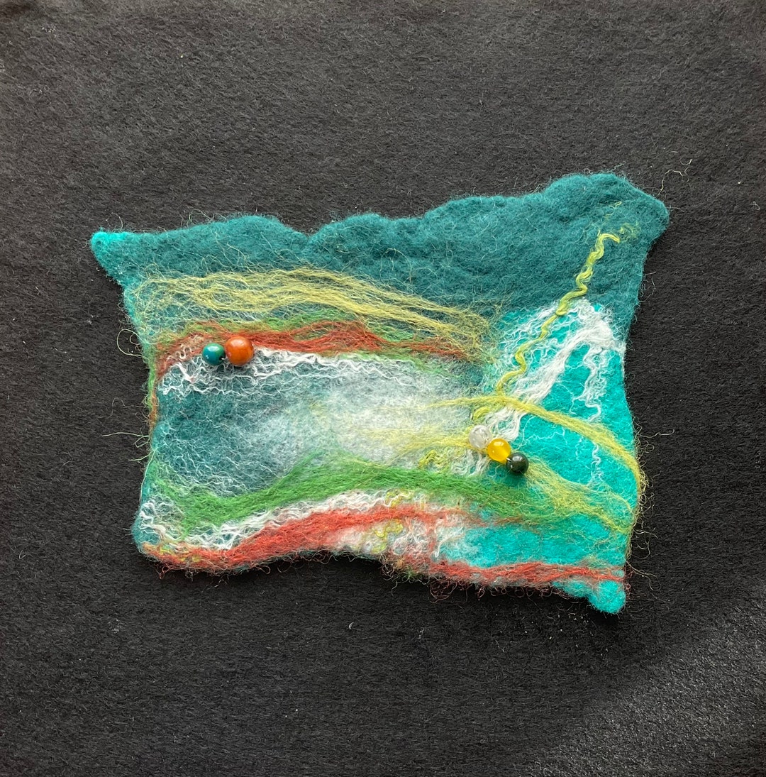 Miniature Original Work Textile Art Felted Wool and Stones Landscape ...
