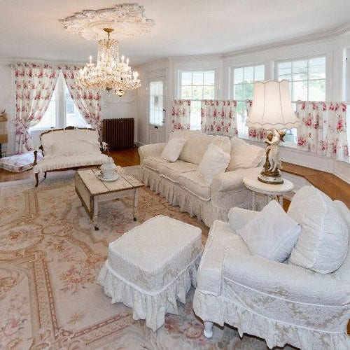 Ruffled Chair Covers With Ties-seat Arm Chair Seat Cover Linen | Etsy