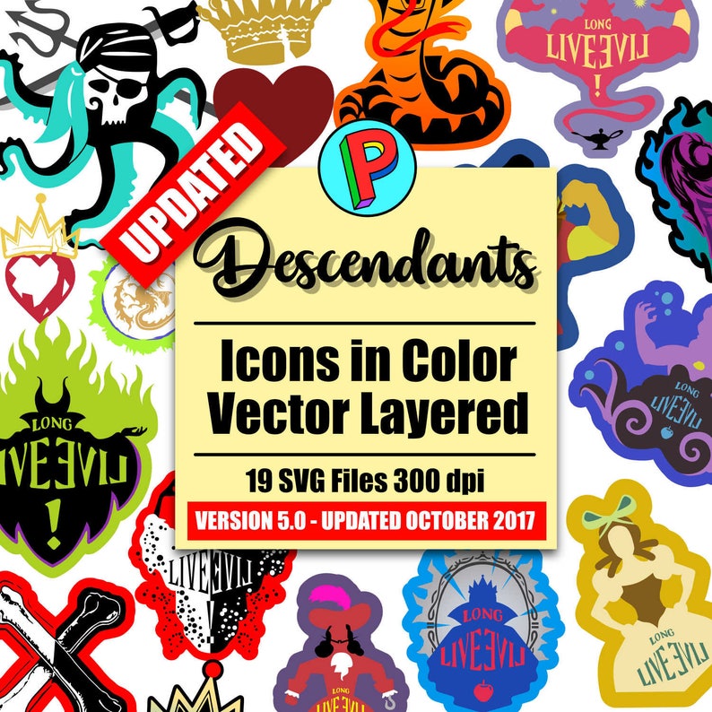 Descendants 2 Icons Vector Graphics Layered for Vinyl and | Etsy