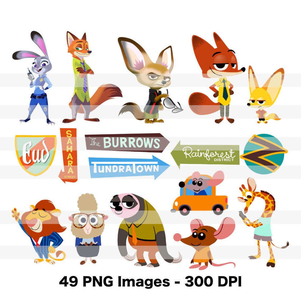Zootopia Clipart Large Format 12 inches 300 dpi Zootopia | Etsy