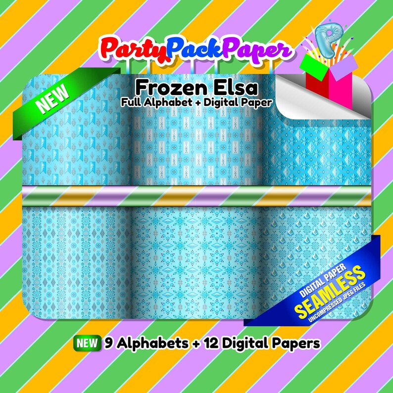 Princess Elsa Full Alphabet Clipart Digital Paper Seamless | Etsy