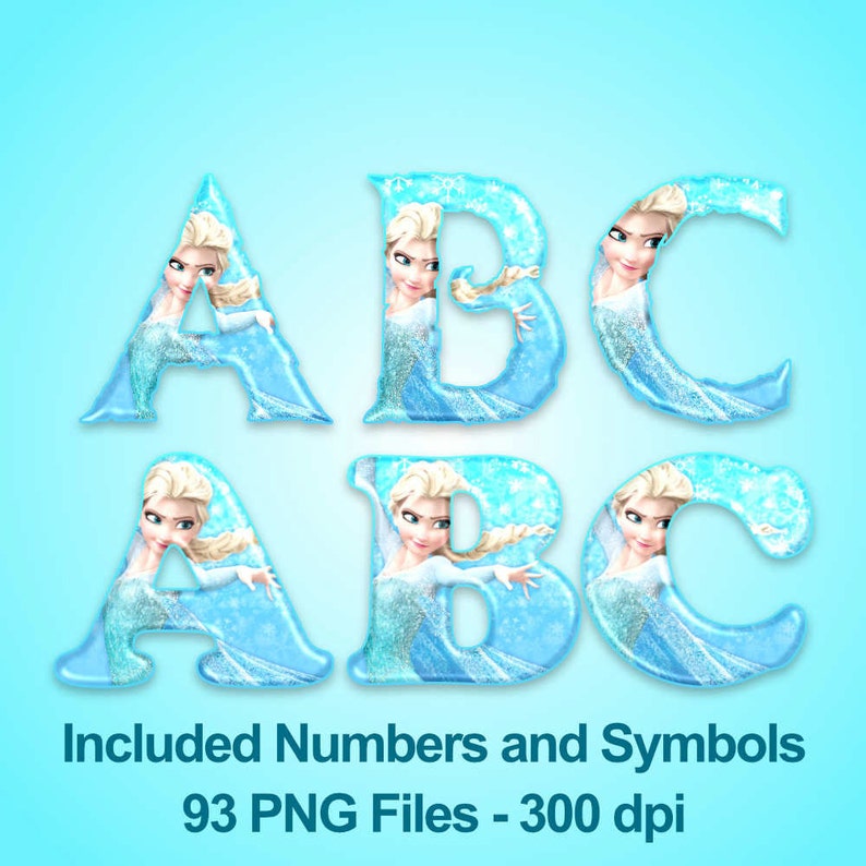 Princess Elsa Alphabet Clipart Frozen Alphabet 94 png | Etsy