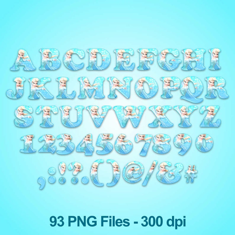 Princess Elsa Alphabet Clipart Frozen Alphabet 94 png | Etsy