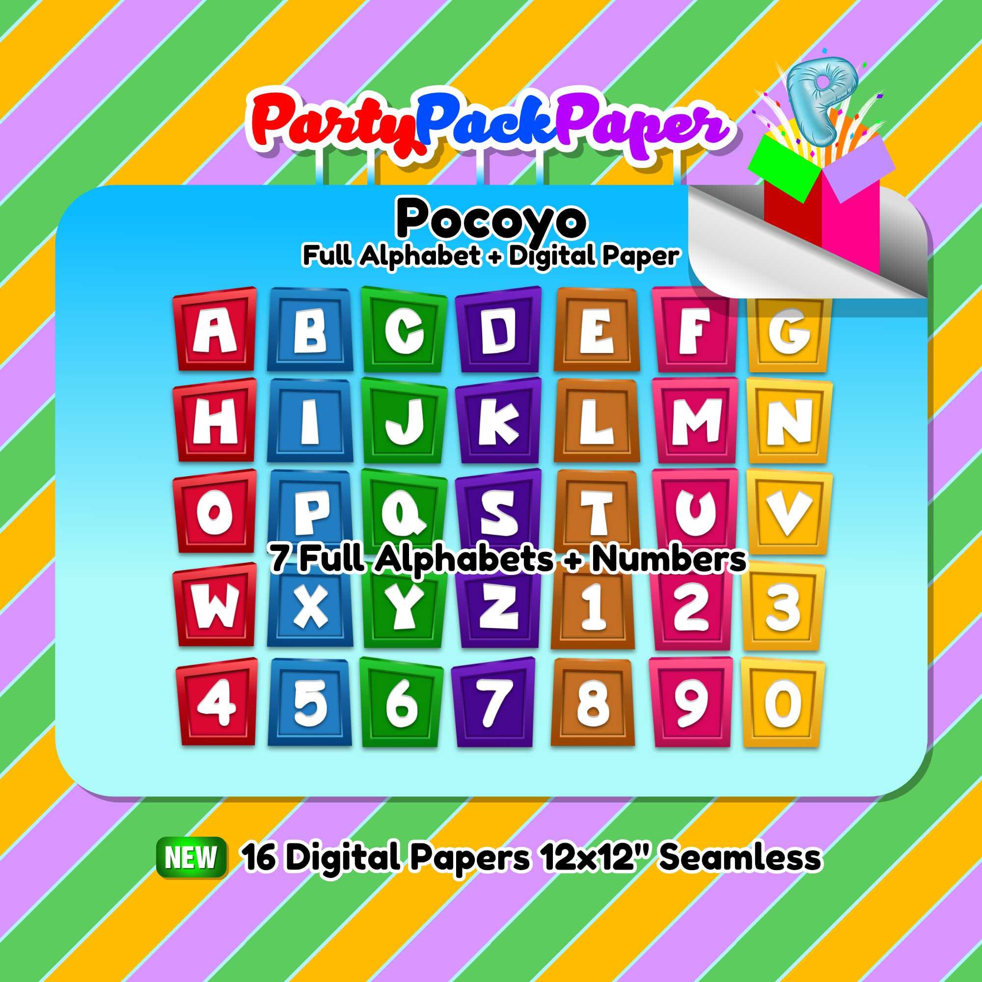 Pocoyo Alphabet Clipart 343 png files 300 dpi 16 Digital | Etsy