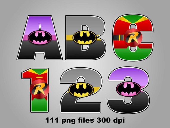 Batman Robin BatGirl Clipart alfabeto completo 111 i | Etsy
