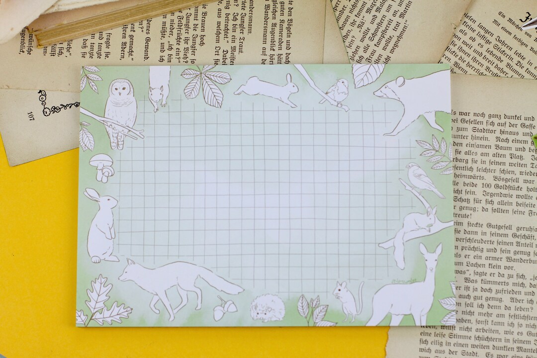 Notepad Forest Animals to Color in DIN A5 50 Pages - Etsy