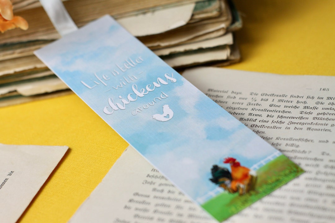 Bookmark - Rooster and Hen With Chicks - With Saying - Own ...