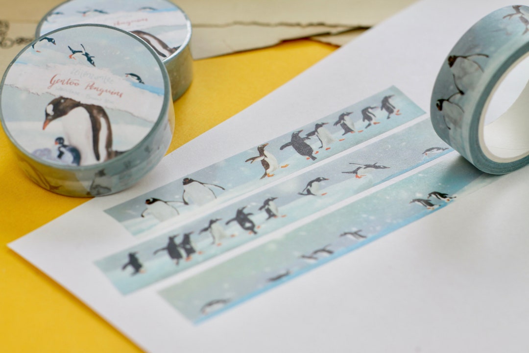 Washi Tape - Penguins - Gentoo Penguin - My Own Illustrations - Etsy
