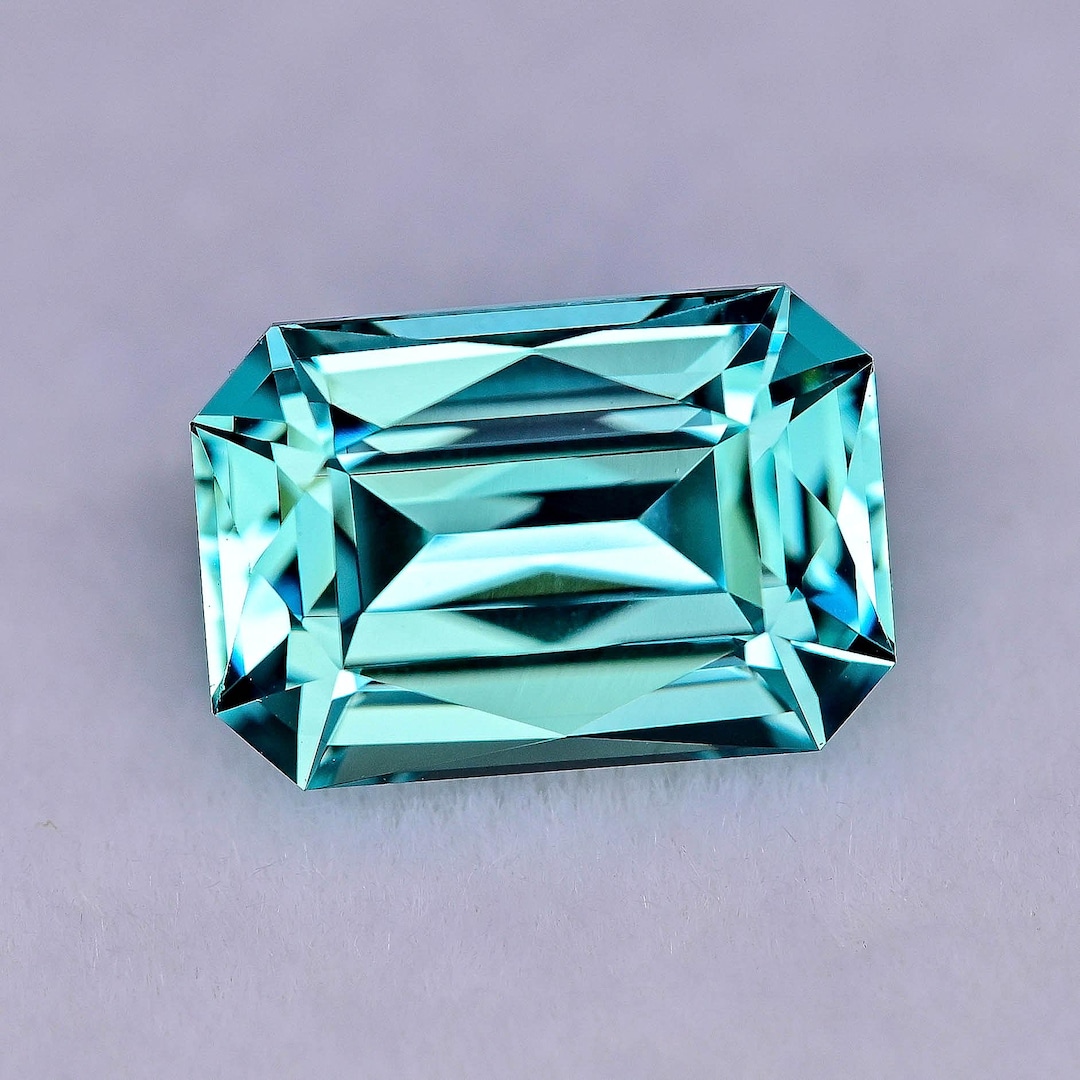 Lab Grown Blue Green Garnet YAG - 2.52ct Emerald Cut - Etsy