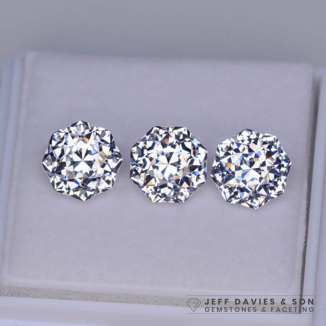 Precision Cut 12.02ct LAB White Sapphire Bagdasarov HDSM 3pc Set - Etsy