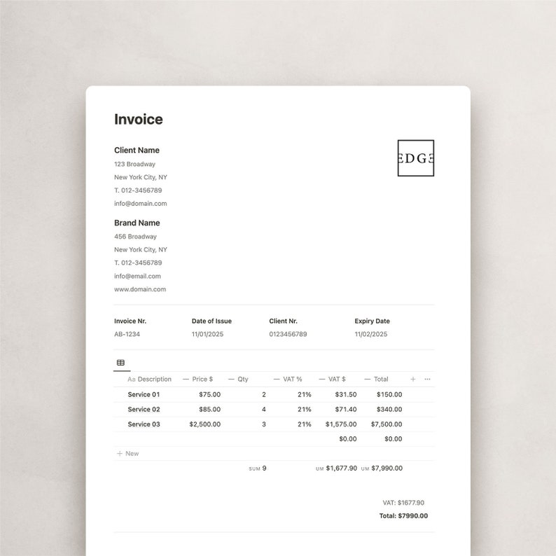 Invoice Template Notion Receipt Templates Order Form Etsy Canada